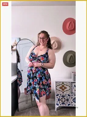 Swim | Plus Size Two Piece Swim Dress With Shorts Tummy Control Flowy ...